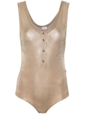 Saint Laurent Scoop-neck Silk Bodysuit