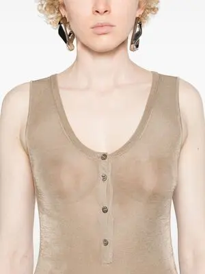 Saint Laurent Scoop-neck Silk Bodysuit