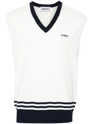AUTRY Embroidered-logo Knitted Vest