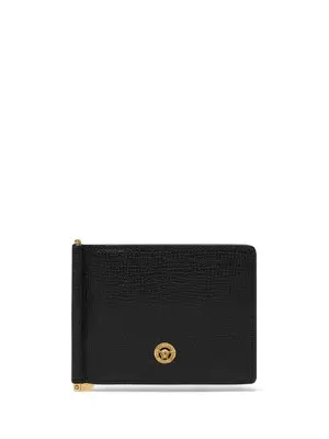 Versace Medusa Biggie Leather Clip Wallet - Black