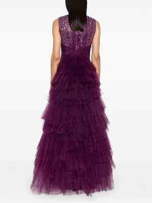 GEMY MAALOUF Sequin-embellished Ruffled Gown