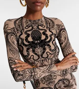 Etro Logo Printed Tulle Midi Dress