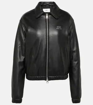 AMI Paris Leather Jacket - Black