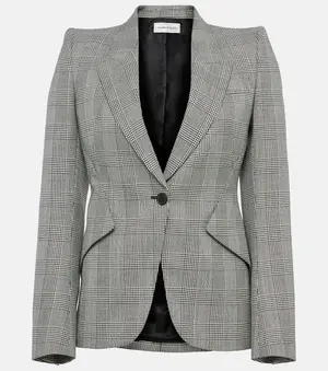 Alexander McQueen Houndstooth Wool Blazer