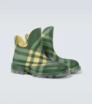Burberry Check Rain Boots - Green