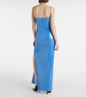 Galvan Stargaze Bandeau Sequined Maxi Dress - Blue