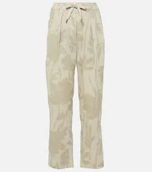 Brunello Cucinelli Printed Linen Tapered Trousers
