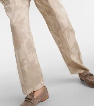 Brunello Cucinelli Printed Linen Tapered Trousers