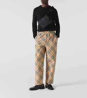 Burberry Checked Track Pants - Beige