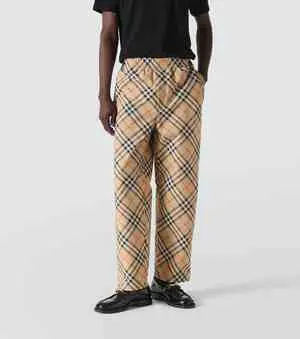 Burberry Checked Track Pants - Beige