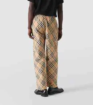 Burberry Checked Track Pants - Beige