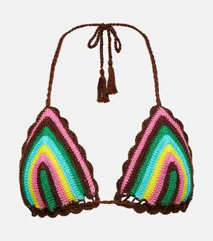 Anna Kosturova Striped Crochet Bikini Top - Multicoloured