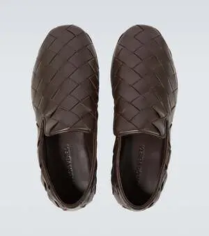 Bottega Veneta Intrecciato Leather Slip-on Shoes - Brown