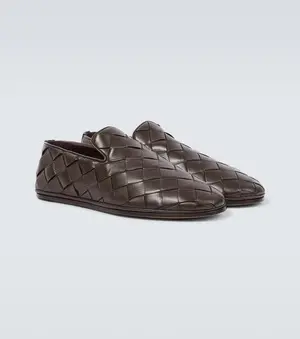 Bottega Veneta Intrecciato Leather Slip-on Shoes - Brown