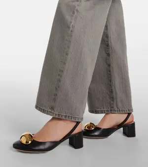 GIANVITO ROSSI Sphera 45 Leather Pumps With Gold Detailing - Black