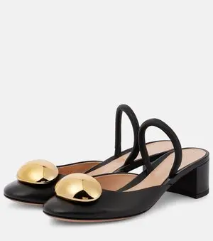 GIANVITO ROSSI Sphera 45 Leather Pumps With Gold Detailing - Black