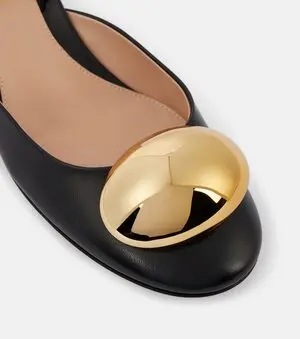 GIANVITO ROSSI Sphera 45 Leather Pumps With Gold Detailing - Black