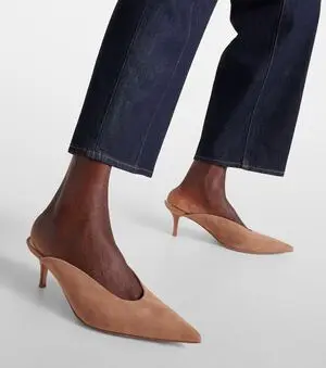 GIANVITO ROSSI Suede Mules - Brown