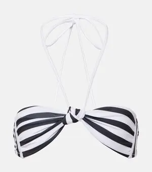BANANHOT Striped Halterneck Bikini Top - Black