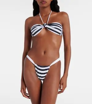 BANANHOT Striped Halterneck Bikini Top