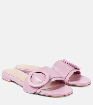 GIANVITO ROSSI Leather Slides - Beige