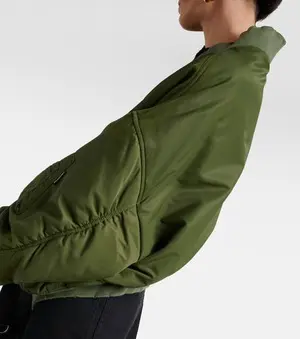 Balenciaga Off Shoulder Technical Bomber Jacket - Green