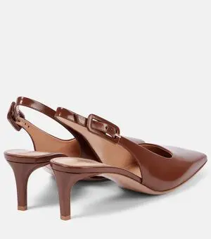 GIANVITO ROSSI 55 Patent Leather Slingback Pumps - Brown