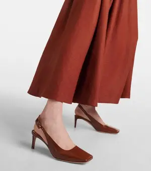 GIANVITO ROSSI 55 Patent Leather Slingback Pumps - Brown
