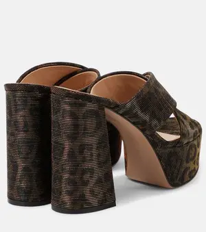 GIANVITO ROSSI Leopard-print Lamé Platform Mules