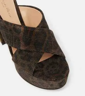 GIANVITO ROSSI Leopard-print Lamé Platform Mules