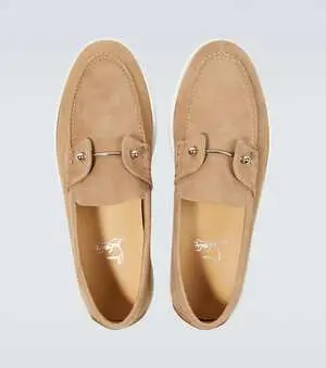 CHRISTIAN LOUBOUTIN Chambeliboat Suede Loafers - Beige