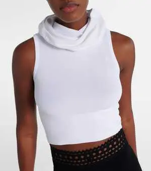 Alaïa Hooded Crop Top - White