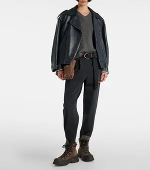 Brunello Cucinelli Pleated Cotton-blend Jersey Sweatpants