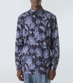 Etro Paisley Cotton Poplin Shirt - Blue