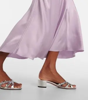 AQUAZZURA Crystal Mirage Embellished Mules - Silver