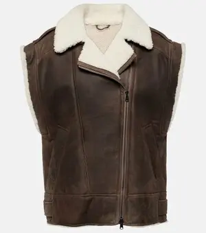 Brunello Cucinelli Shearling-lined Leather Vest - Neutrals