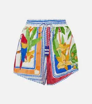 Farm Rio Tropical Destination Linen-blend Crochet Shorts