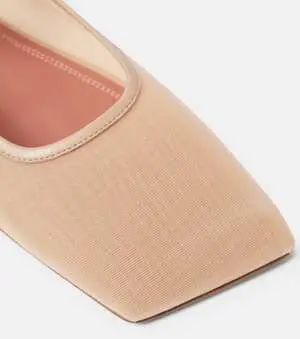 Amina Muaddi Ane Embellished Ballet Flats - Beige