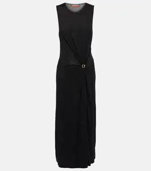 Altuzarra Saralien Gathered Jersey Midi Dress - Black