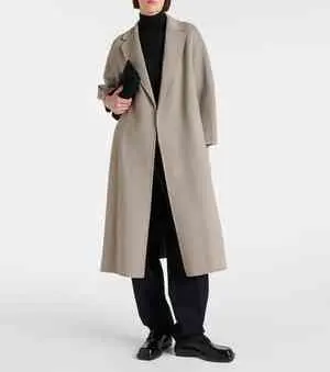 Max Mara Virgin Wool Wrap Coat - Grey