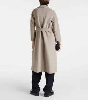 Max Mara Virgin Wool Wrap Coat - Grey