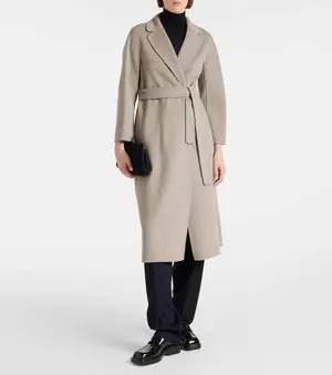Max Mara Virgin Wool Wrap Coat - Grey