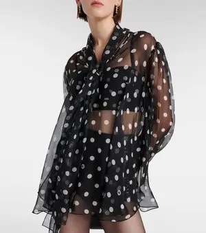Dolce & Gabbana Polka-dot Silk Chiffon Blouse With Bow Detail