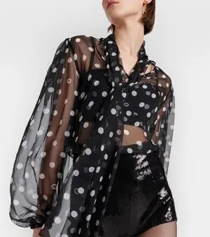 Dolce & Gabbana Polka-dot Silk Chiffon Blouse With Bow Detail