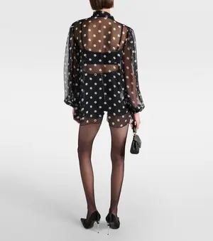 Dolce & Gabbana Polka-dot Silk Chiffon Blouse With Bow Detail