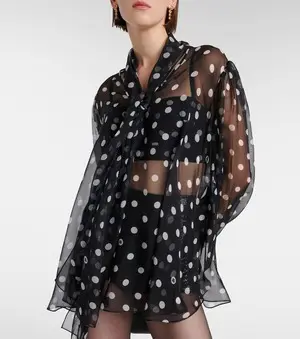 Dolce & Gabbana Polka-dot Silk Chiffon Blouse With Bow Detail