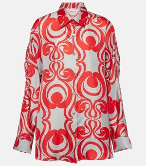 Dries Van Noten Printed Silk Shirt - Grey