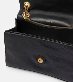 Balenciaga Crush Medium Leather Shoulder Bag - Black