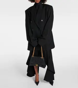 Balenciaga Crush Medium Leather Shoulder Bag - Black
