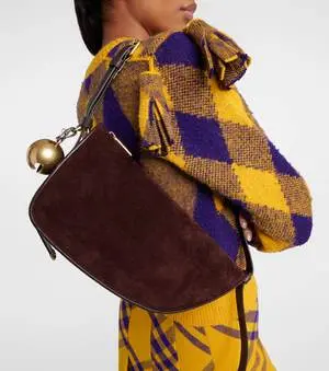 Burberry Shield Small Suede Shoulder Bag